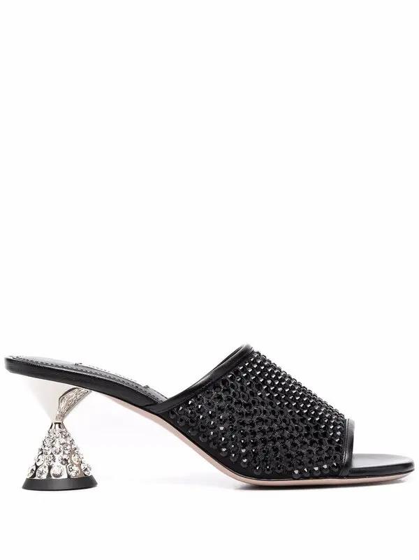 Miu Miu Crystal-embellished Leather Sandals