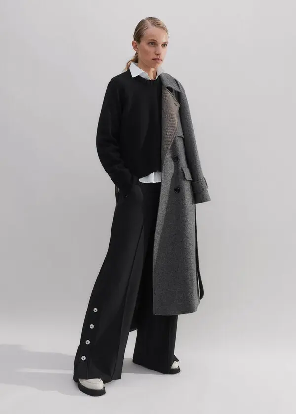 ME+EM Button Hem Wide-leg Trousers