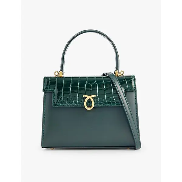 LAUNER Judi Leather Shoulder Bag - Green Croc Leather