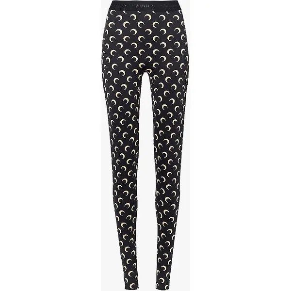 MARINE SERRE Moon-print Stirrup-cuff Stretch-jersey Leggings - It99 Inverse Tan
