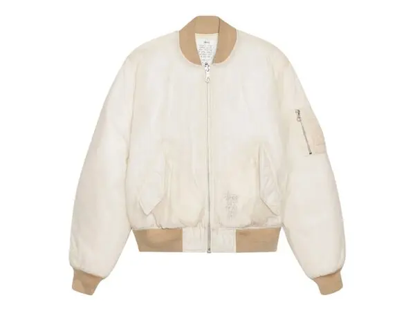 StÜssy Waxed Built Bomber Jacket - Cream