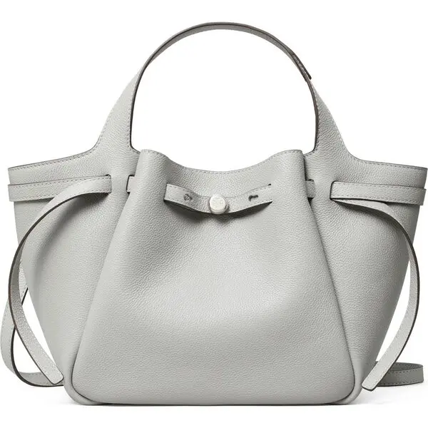 Tory Burch Small Romy Leather Tote - Light Granite