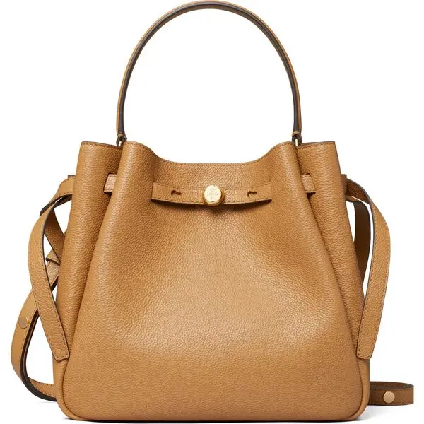 Tory Burch Romy Pebble Leather Bucket Bag - Tiramisu