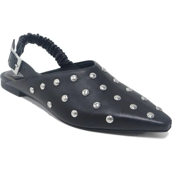 KENNETH COLE Nicola Studded Slingback Mule - Black Leather