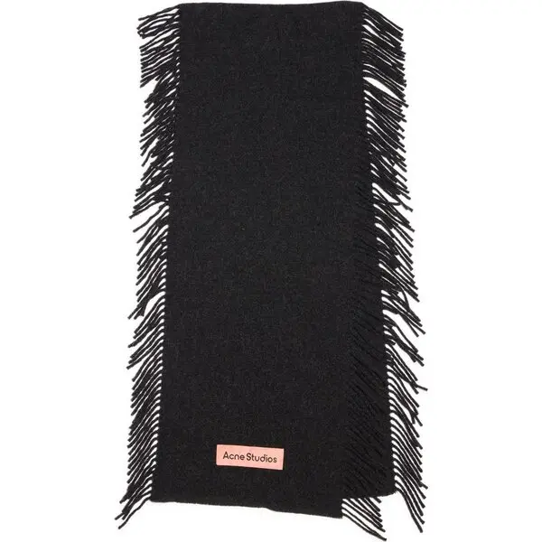 Acne Studios Canada Wool Fringe Scarf - Black Melange