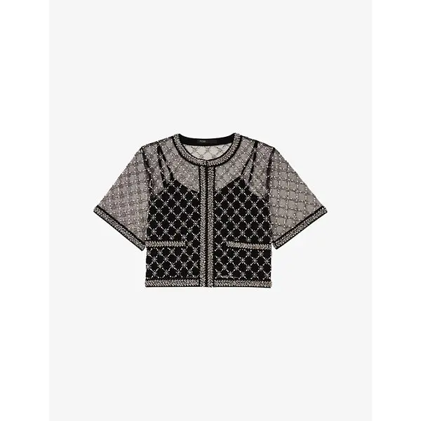 Maje Embellished Tulle Top