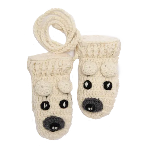 NIRVANNA DESIGNS Crochet Bear Mittens - White Combo