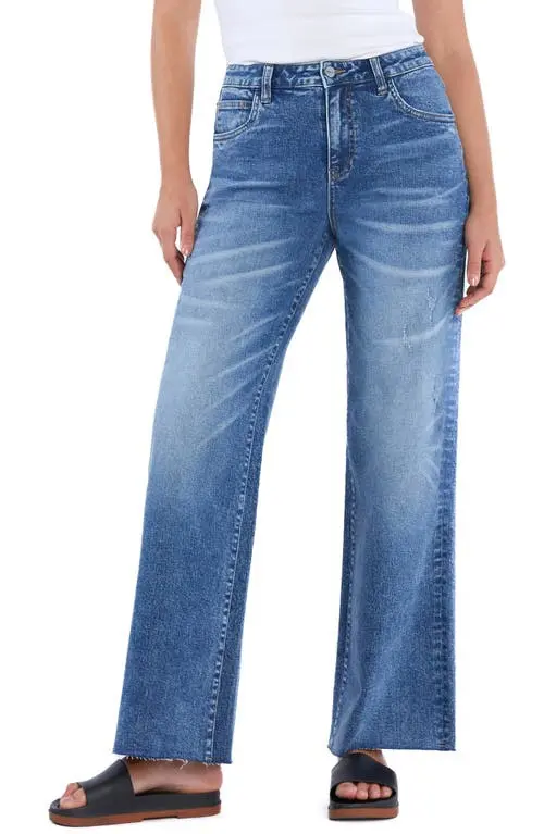 HINT OF BLU Nora Raw Hem Relaxed Wide Leg Jeans