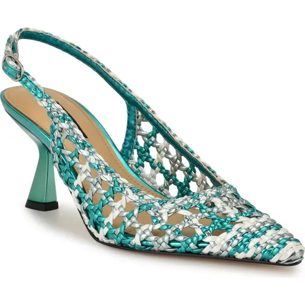 Nine West Madalene Pointed Toe Slingback Pumps - Medium Green