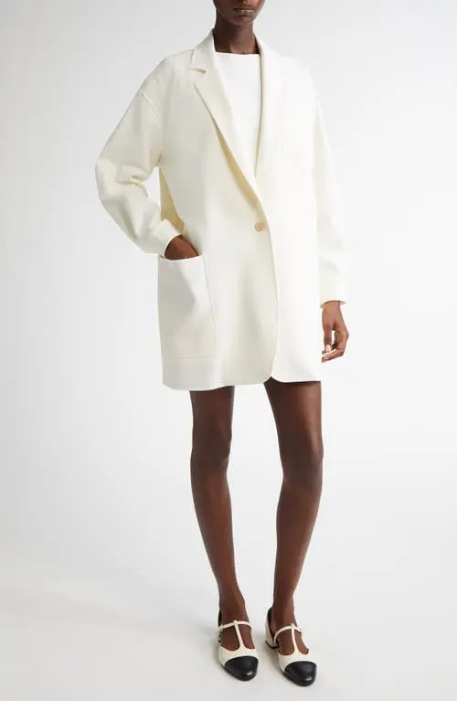 Max Mara Oversized Wool Canvas Blazer - White