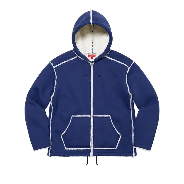 Supreme Faux Shearling Hooded Jacket - Blue