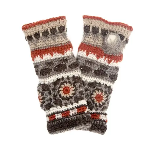 NIRVANNA DESIGNS Dreams Crochet Handwarmers - Brown Combo