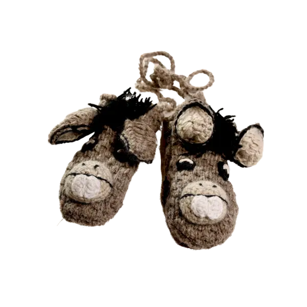 NIRVANNA DESIGNS Crochet Donkey Mittens - White Combo