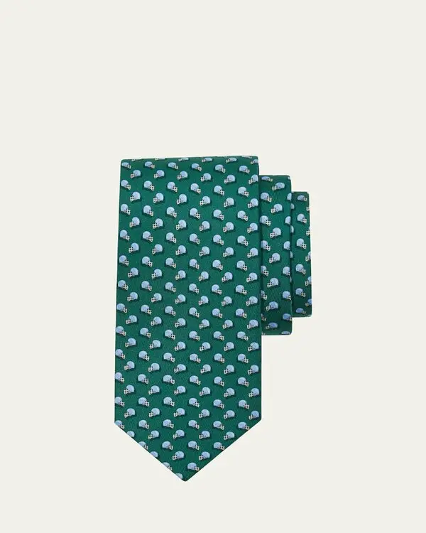 FERRAGAMO Football-print Silk Necktie - Fverde