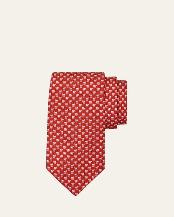 FERRAGAMO Cocktail-print Silk Tie - Frosso