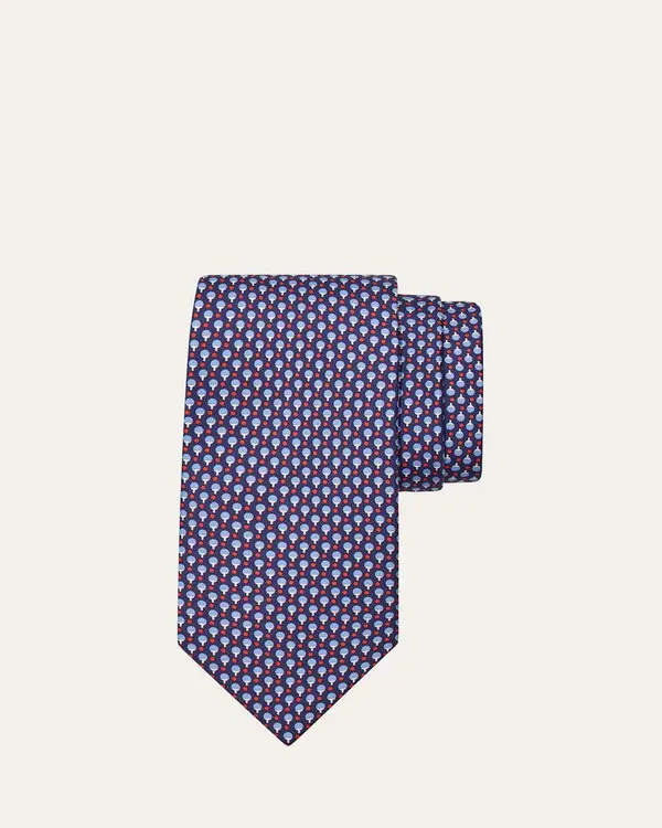 FERRAGAMO Ping-pong Print Silk Tie - Fnavyros