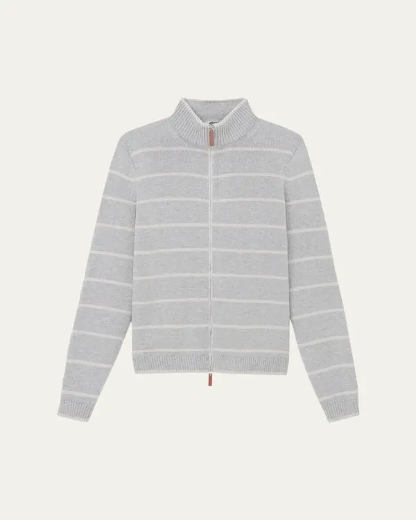 Lafayette 148 New York Striped Knit Jacket - Dove Multi