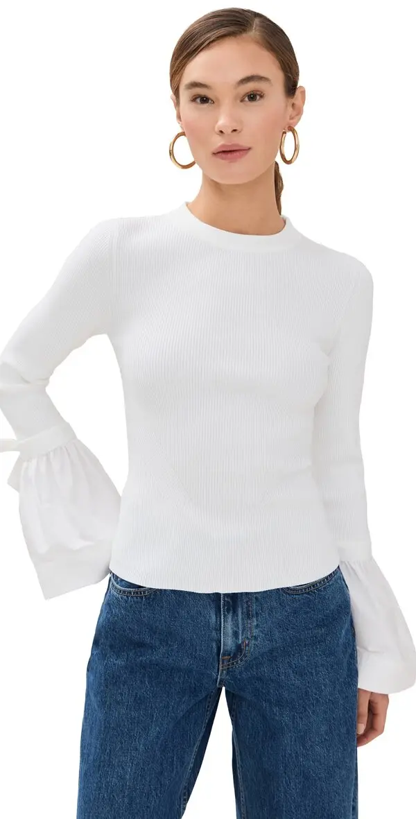 Simkhai Agata Ribbed Knit Top - White