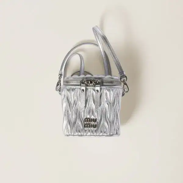 Miu Miu Matelassé Nappa Micro Bag - Silver | Editorialist