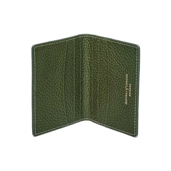 ASPINAL OF LONDON Double Fold Credit Card Holder In Verdant Metallic Woven Leather - Green
