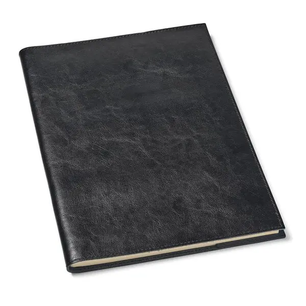 ASPINAL OF LONDON Rustic Refillable Leather Journal In Smooth - Black