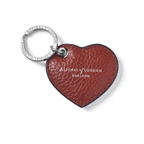ASPINAL OF LONDON Heart Keyring In Merlot Pebble - Red