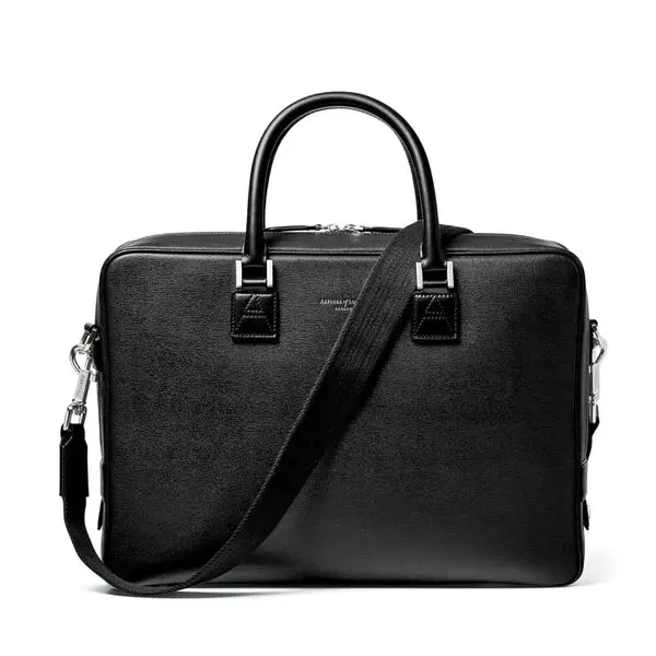ASPINAL OF LONDON Mount Street Small Leather Laptop Bag - Black