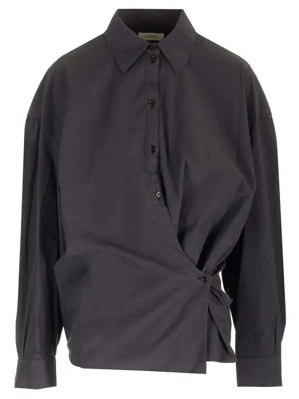 Lemaire Twist-Detailed Button-Up Shirt In Navy - 47% Off 