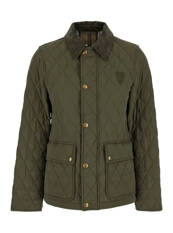 Burberry Logo Patch Quilted Jacket In Green - 33% Off | Editorialist