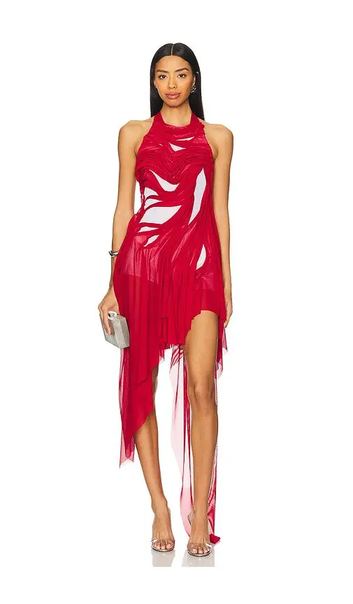 DI PETSA Bursting Flower Wetlook Dress