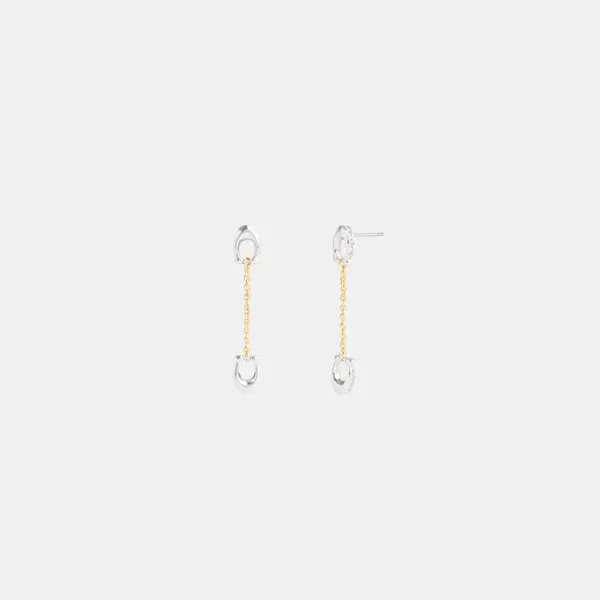 Coach Pavé Signature Chain Linear Earrings