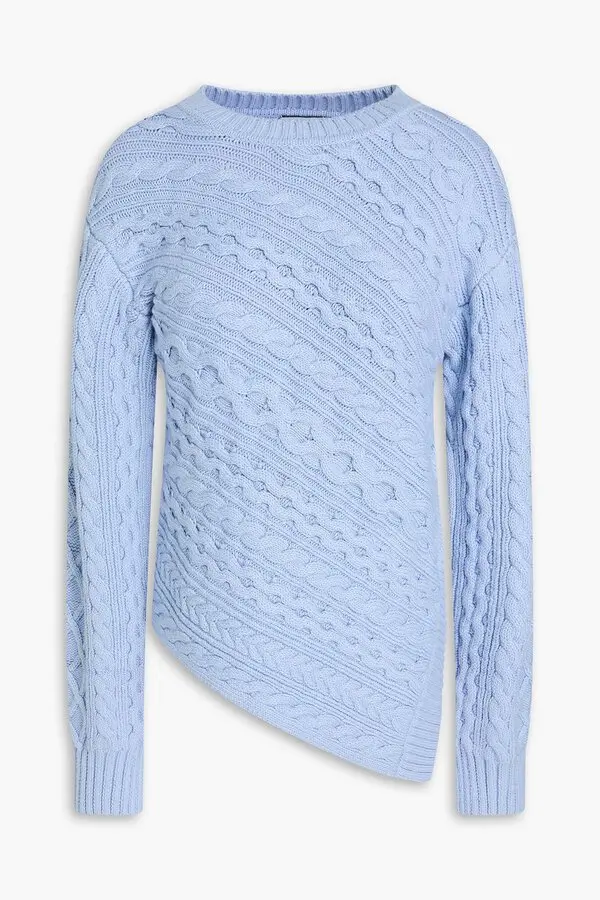 Simkhai Agathe Asymmetric Cable-knit Cotton-blend Sweater