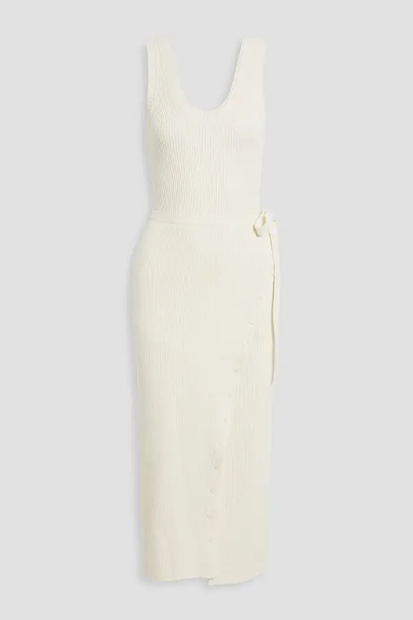 Simkhai Tillie Wrap-effect Ribbed Midi Dress