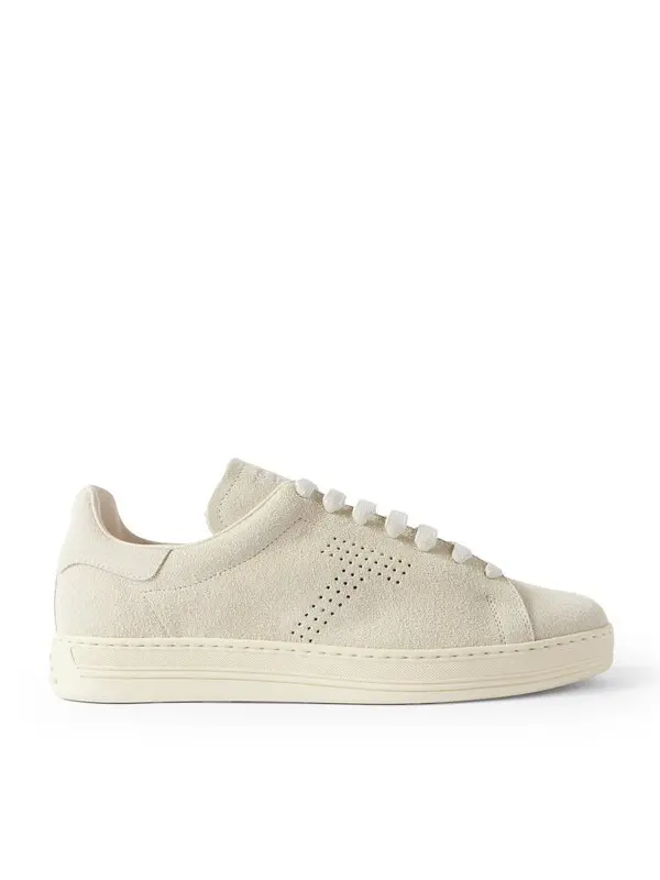 TOM FORD Warwick Perforated Suede Sneakers - Neutrals