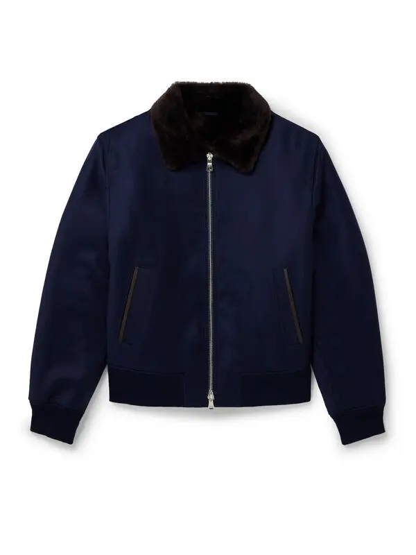 Mr P. Shearling-lined Brushed-wool Jacket