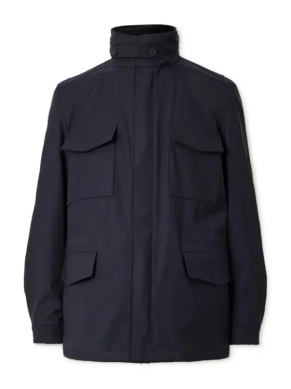 Loro Piana Traveller Logo-appliquéd Bristol Clima System 3l Wool-blend Hooded Field Jacket