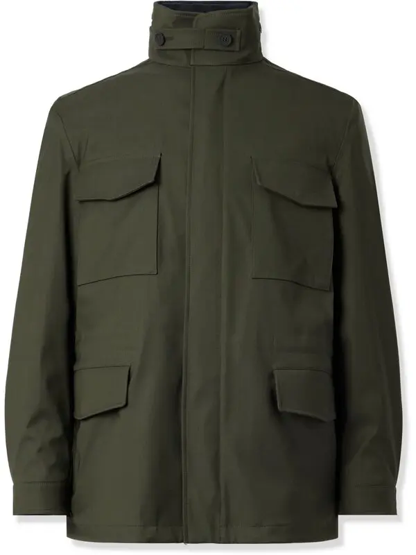 Loro Piana Traveller Logo-appliquéd Bristol Clima System 3l Wool-blend Hooded Field Jacket