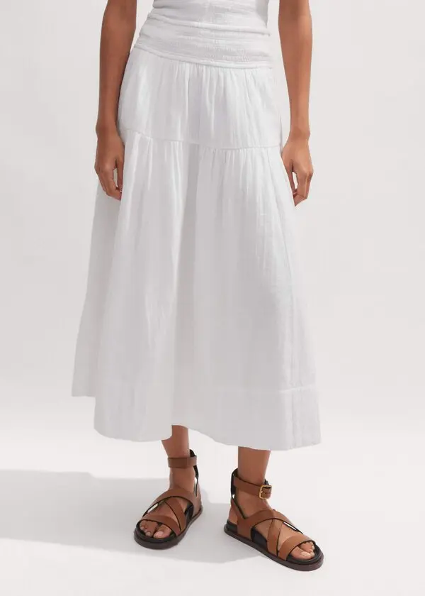 ME+EM Cheesecloth Midi Skirt - Soft White