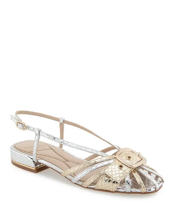 KENNETH COLE Farrah Slingback Flats - Silver/gold