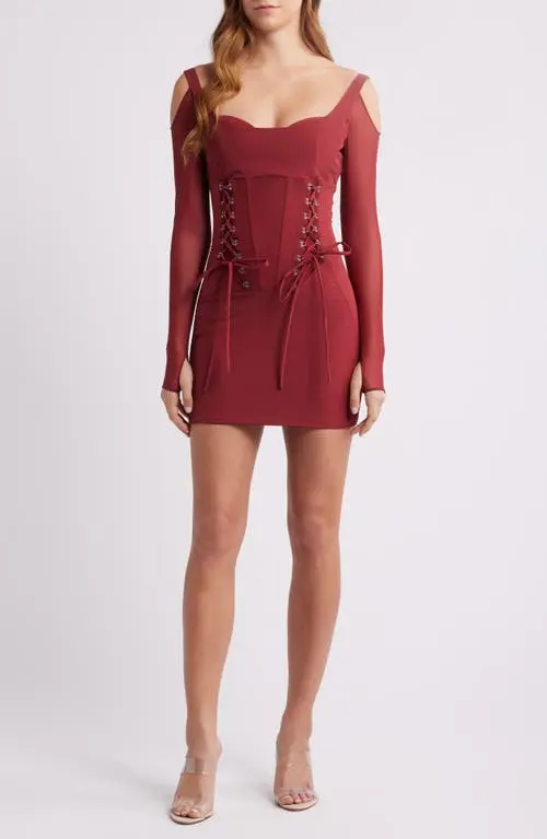 MISTRESS ROCKS Long Sleeve Lace-up Corset Minidress