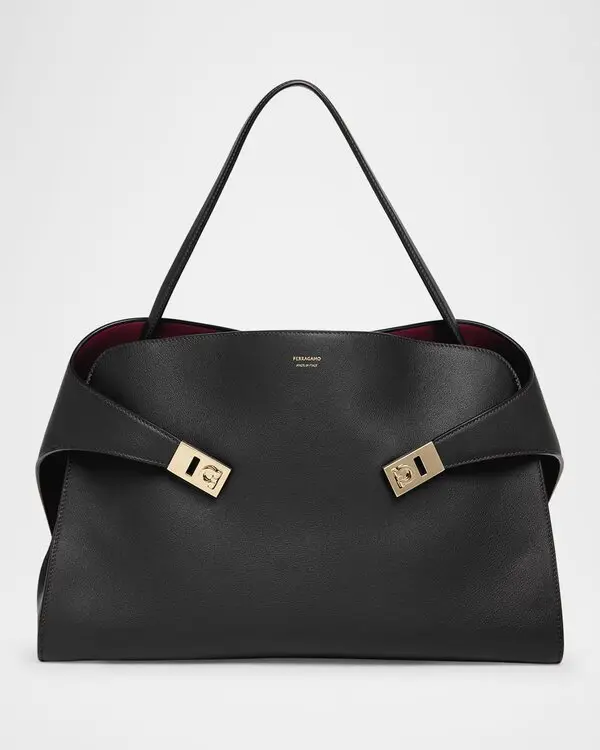 FERRAGAMO Large Hug Shoulder Bag - Nero
