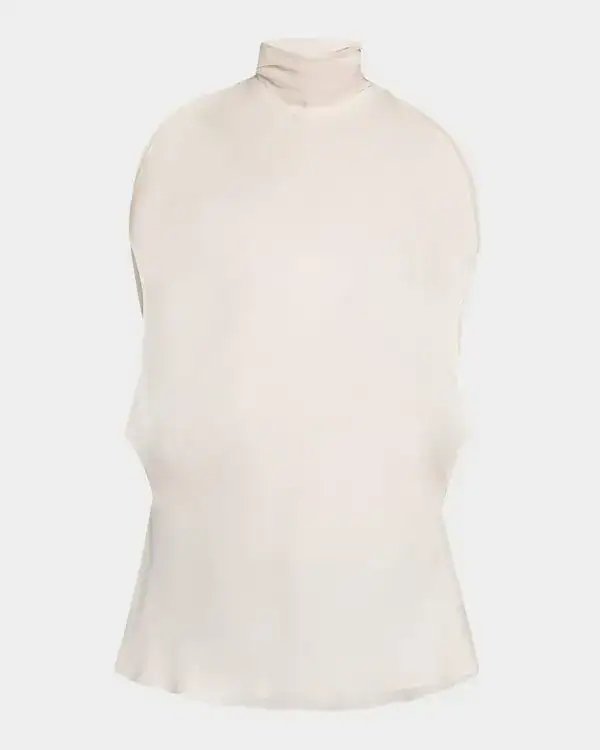 Brandon Maxwell Ilana Layered Sleeveless Silk Top - Ivory | Editorialist