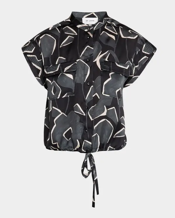 St. John Cubist Floral-print Top