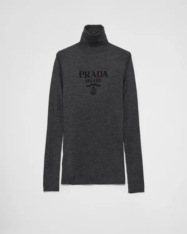 Prada Superfine Wool Turtleneck Sweater - Anthracite Gray