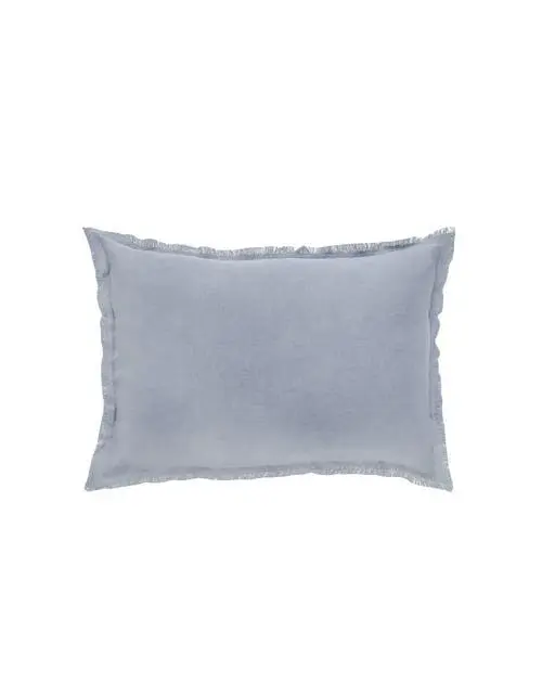 Anaya Soft Fringe Linen Pillow With Down Insert - Chambray Blue