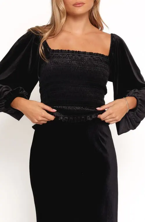 PETAL & PUP Fallen Velvet Smocked Top