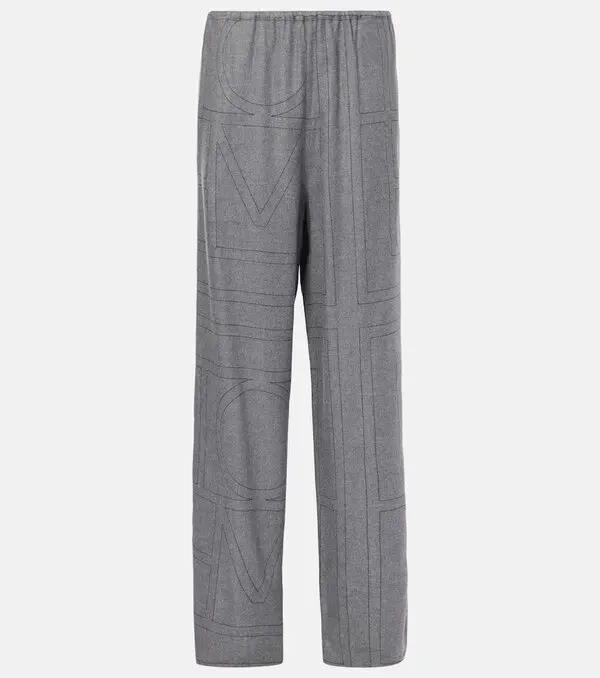 TOTÊME Monogram Flannel Pajama Pants - Grey
