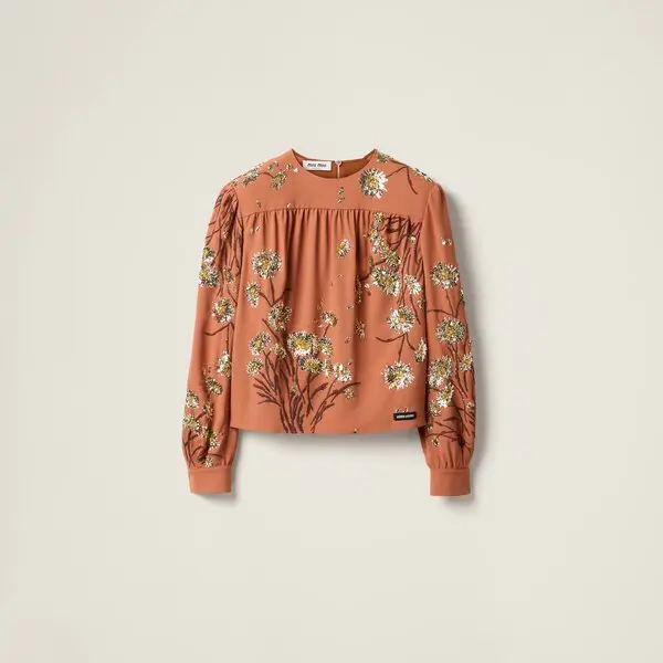 Miu Miu Embroidered Sablé Top