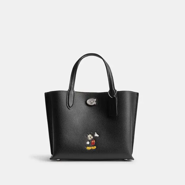 Coach Disney X Willow Tote Bag 24 With Mickey Mouse - Silver/black