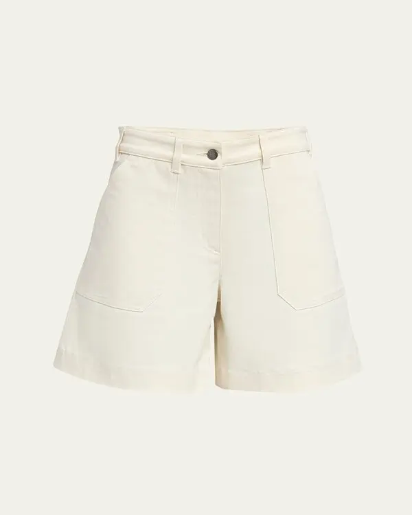 Moncler High-rise Cotton Twill Shorts - Light Beige